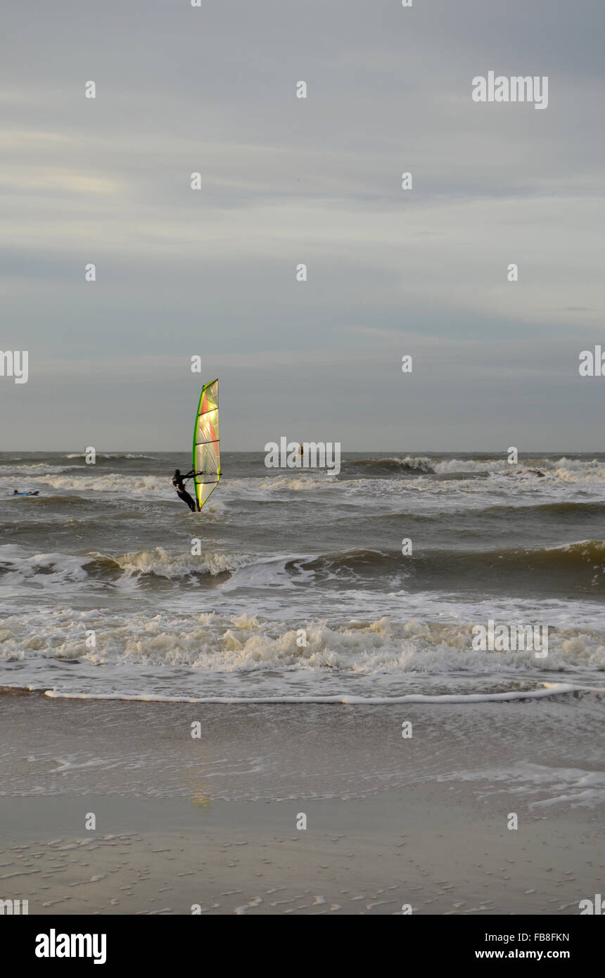 A wind surfer off the beach at Scheveningen, The Netherlands Stock ...