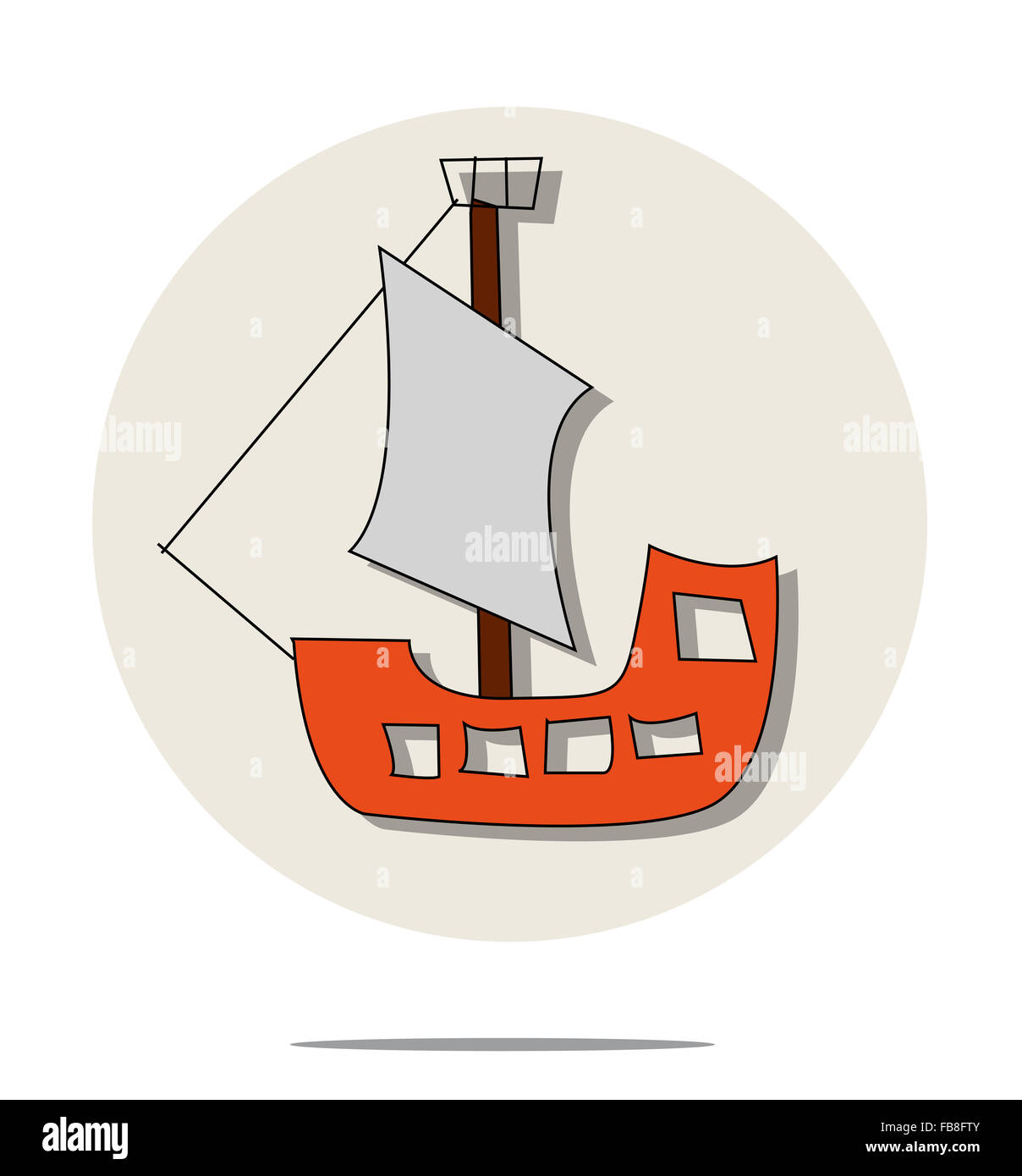 Illustration of red pirate ship Stock Photo - Alamy