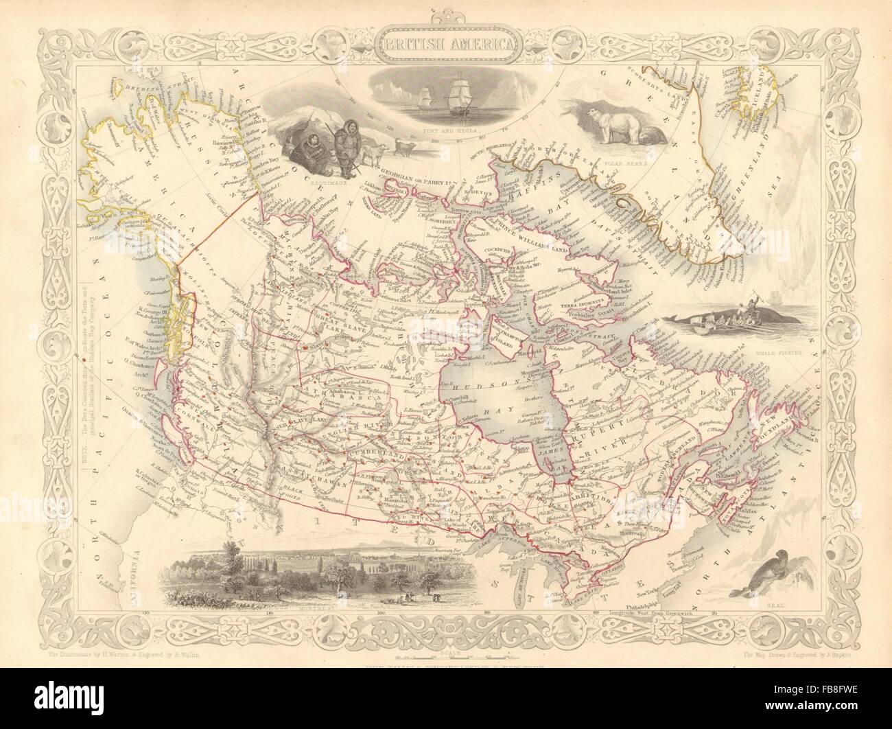 BRITISH AMERICA: Shows Hudson's Bay Company forts.Canada TALLIS/RAPKIN ...
