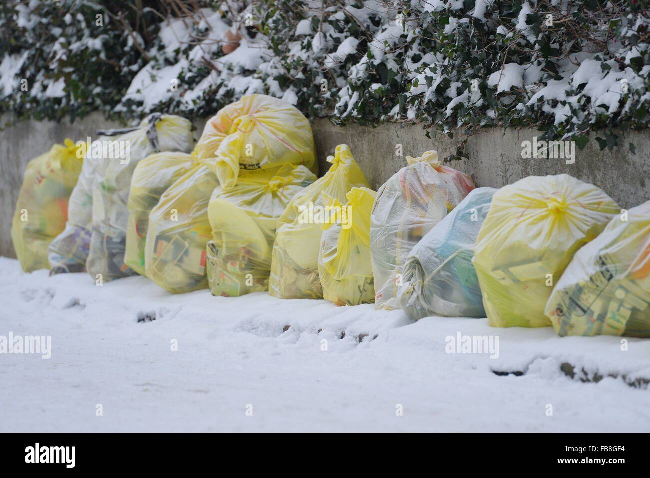 Plastics, cans and polystyrene are collected in "Gelbe Sack" yellow ...