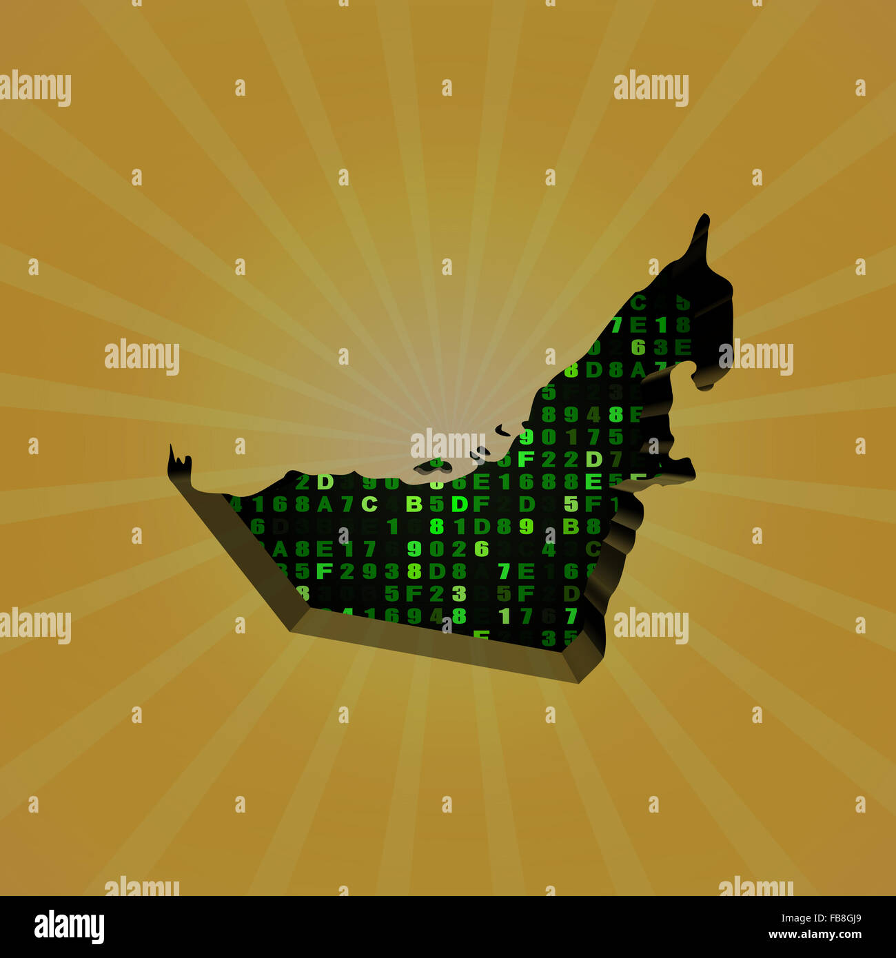 UAE sunburst map with hex code illustration Stock Photo - Alamy