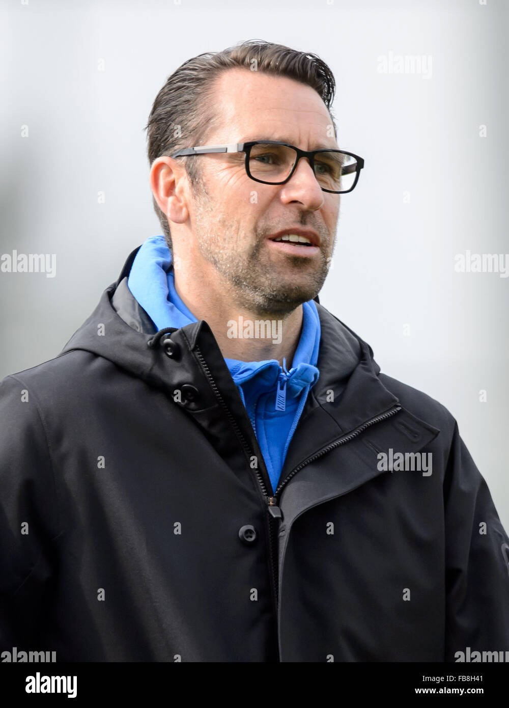 Belek, Turkey. 12th Jan, 2016. Manager Michael Preetz of Hertha BSC is ...