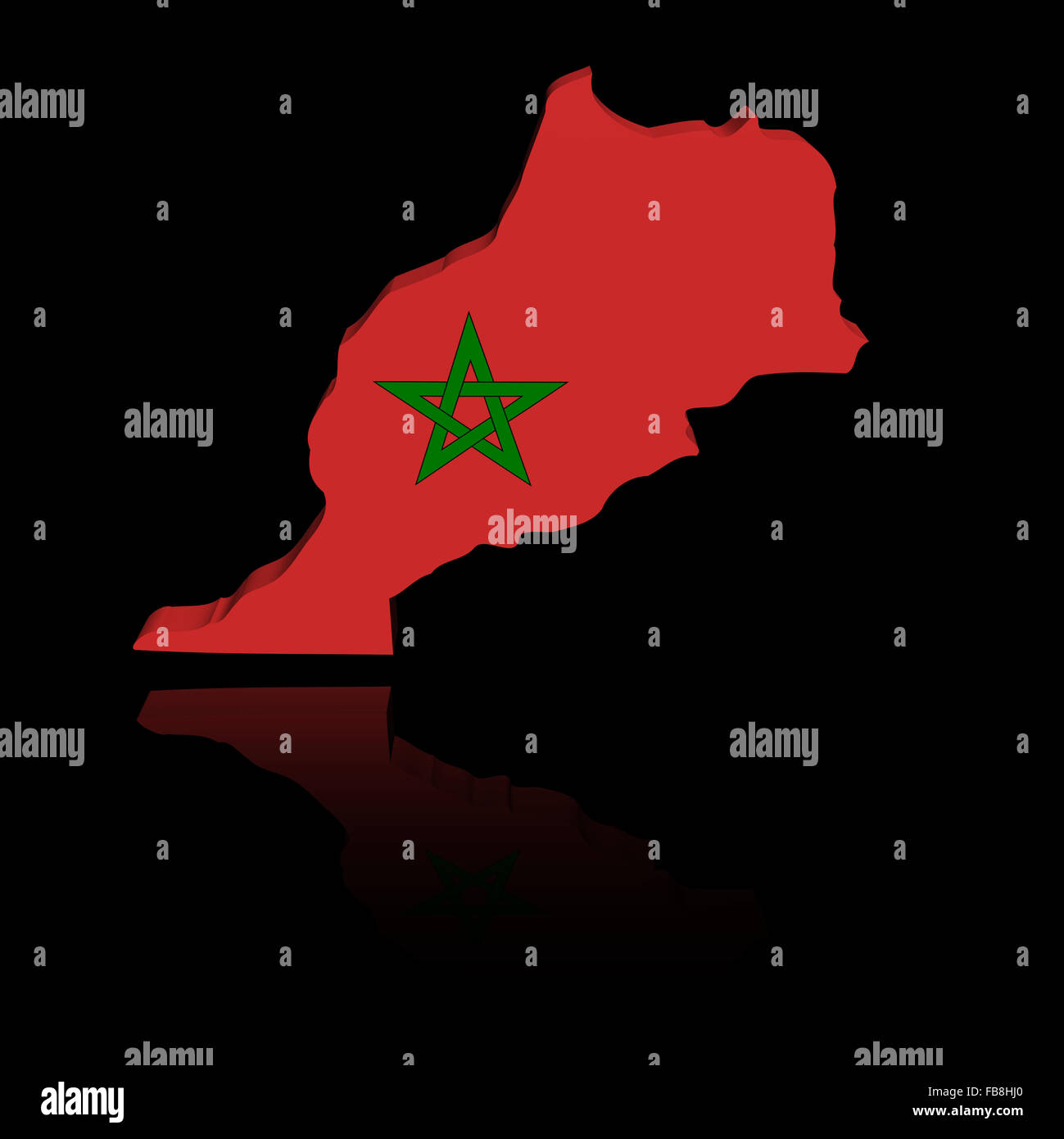 Morocco map flag with reflection illustration Stock Photo - Alamy
