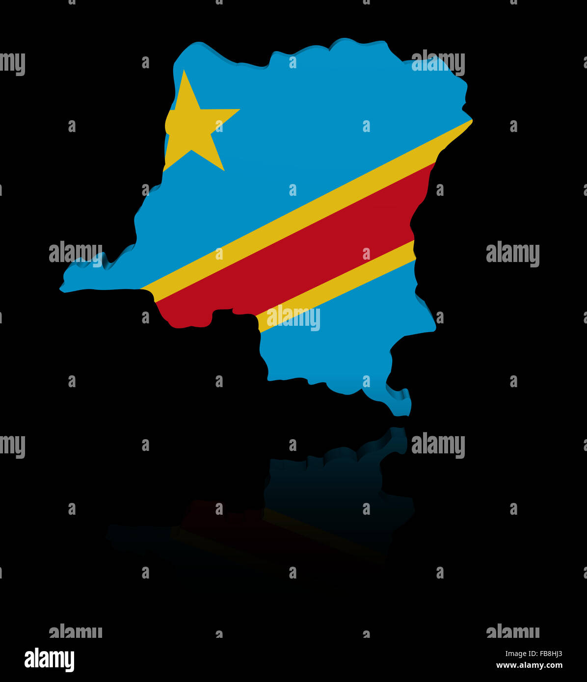 Democratic Republic Congo map flag with reflection illustration Stock ...