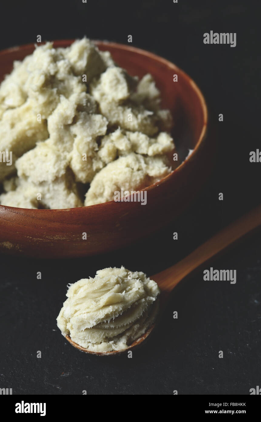 Unrefined raw shea butter on wooden background Stock Photo - Alamy