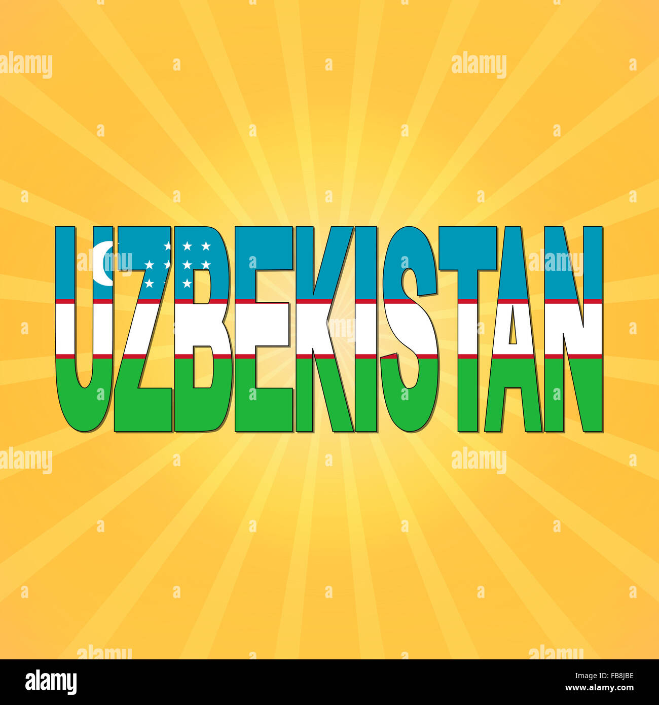 Uzbekistan flag text with sunburst illustration Stock Photo - Alamy