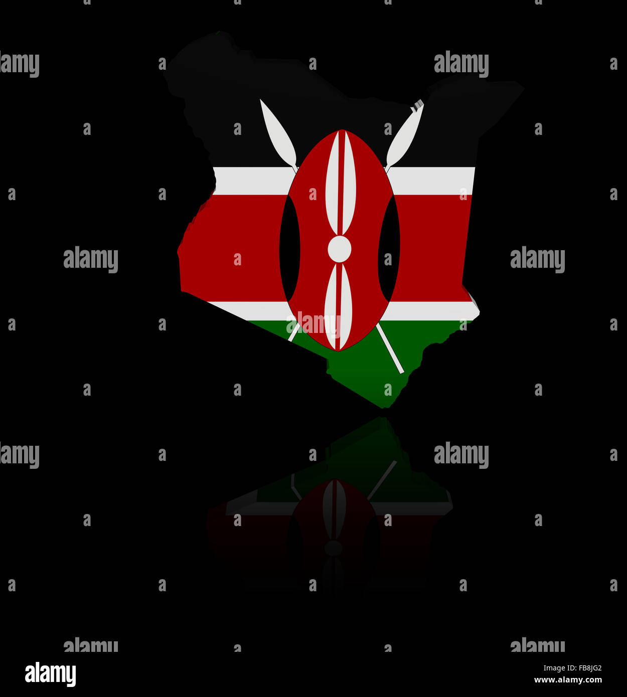Kenya map flag with reflection illustration Stock Photo - Alamy