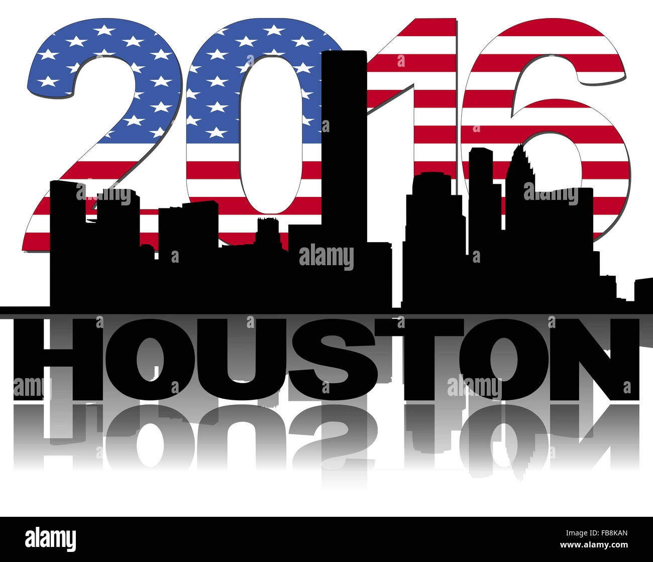 Houston skyline 2016 flag text illustration Stock Photo - Alamy