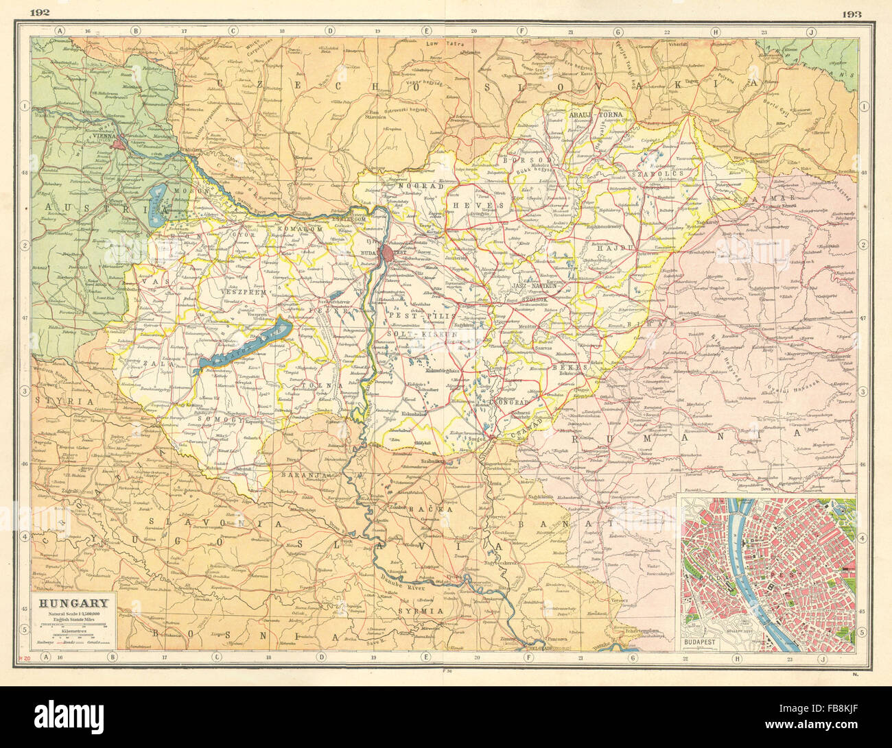Map of hungary 1920 hi-res stock photography and images - Alamy