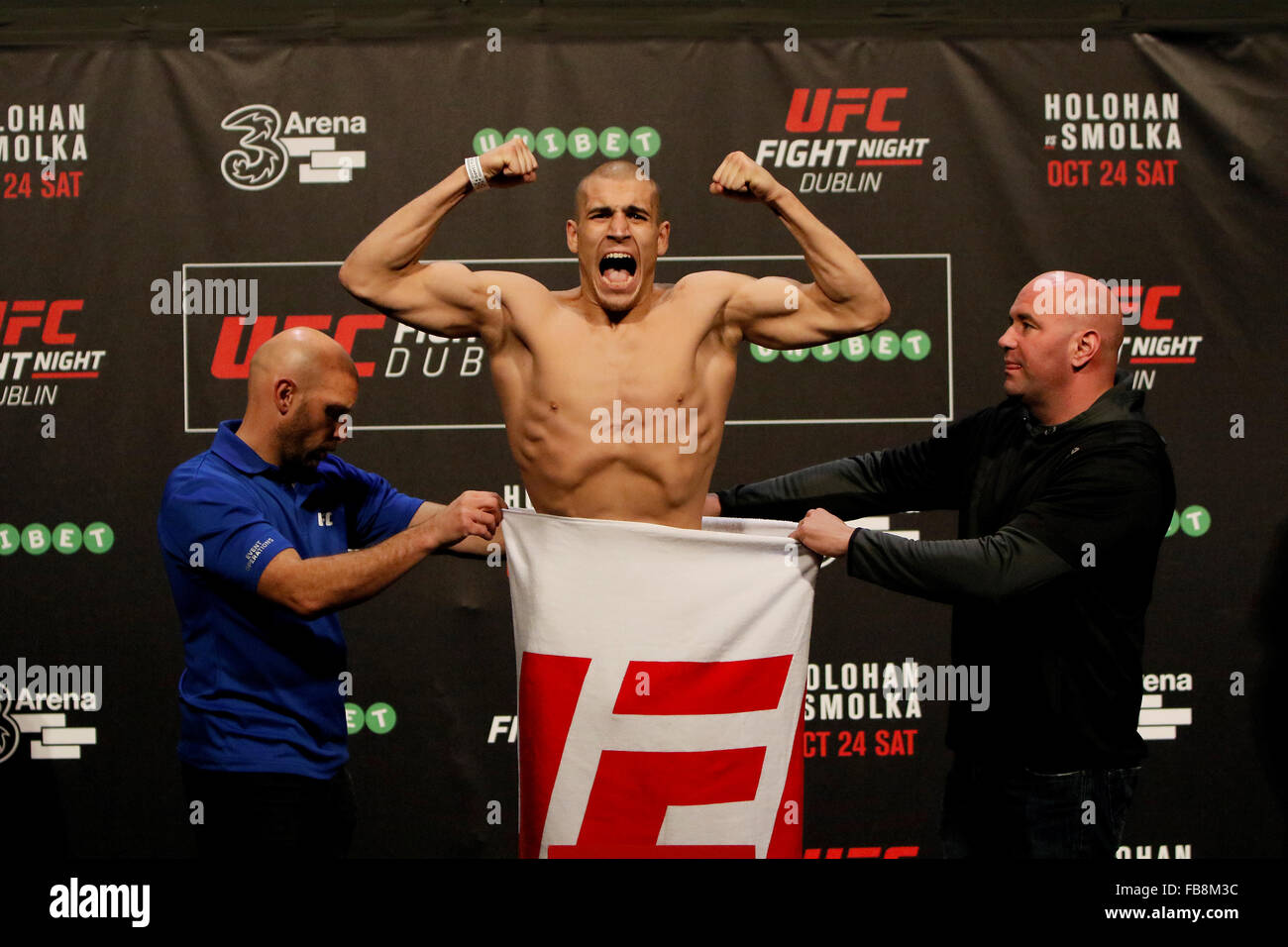 Tom Breese celebrates making the weight at Weigh In UFC Fight Night:76 ...