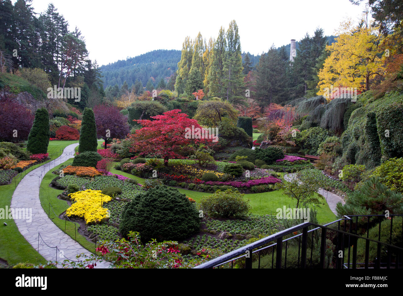 Beautiful Autumn Sunken Garden in the Butchart gardens Stock Photo - Alamy