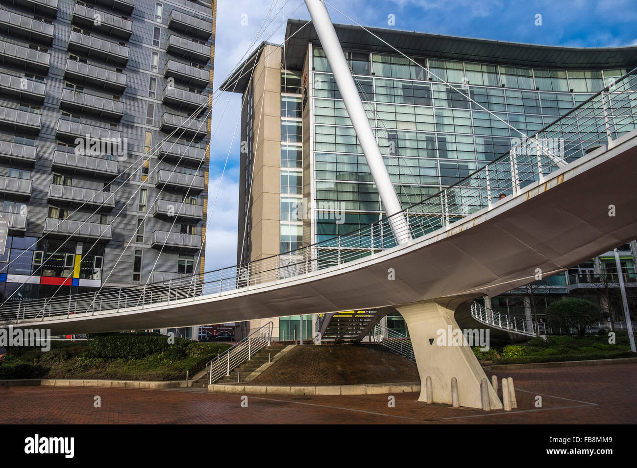 suspension bridge over the river Irwell in Manchester Stock Photo - Alamy