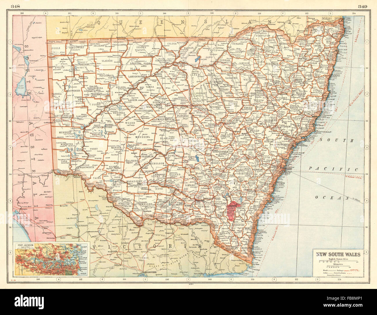 NEW SOUTH WALES: Counties Railways. Sydney plan.Commonwealth Territory ...