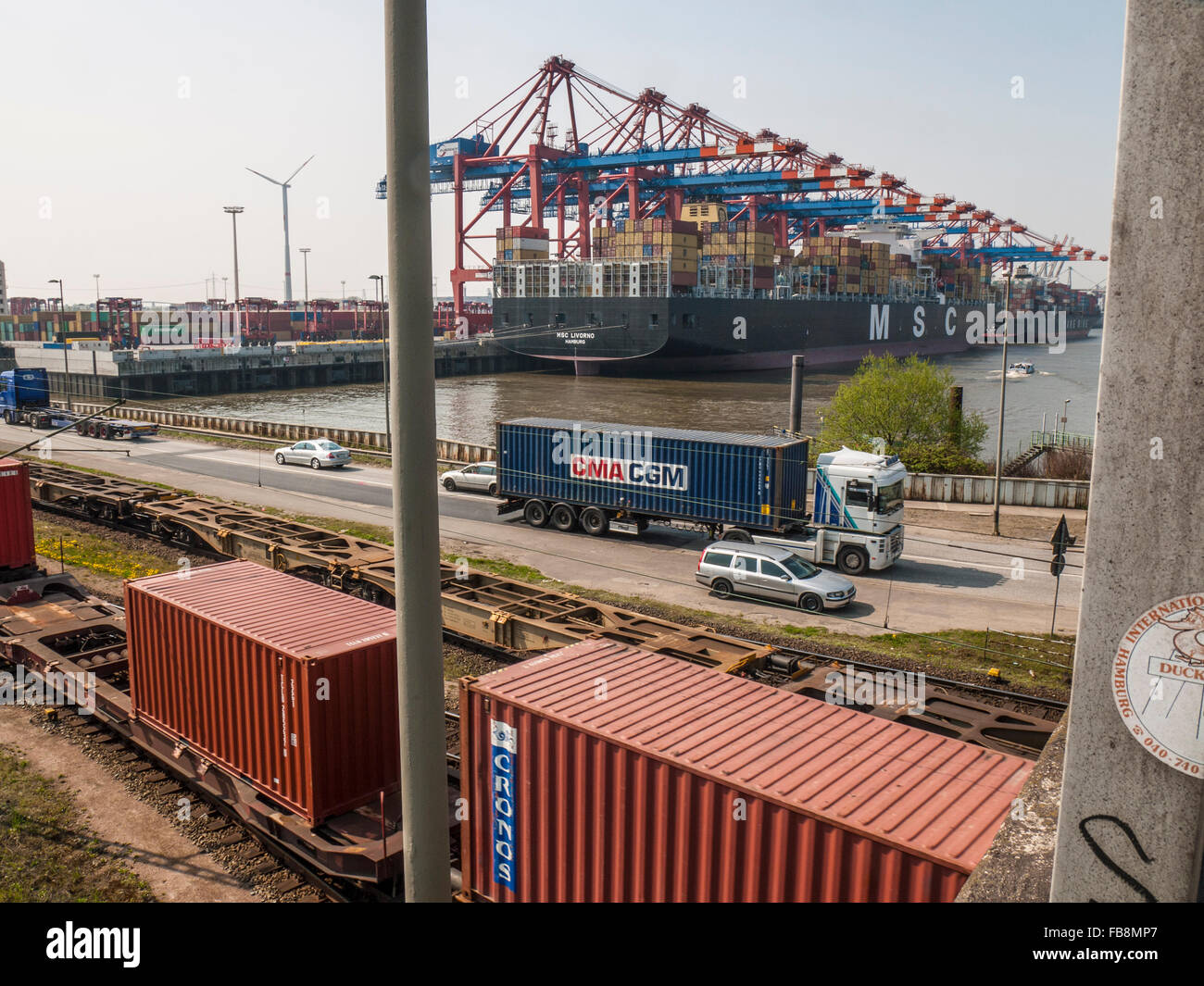 Container haulage in the Port of Hamburg, Germany Stock Photo - Alamy