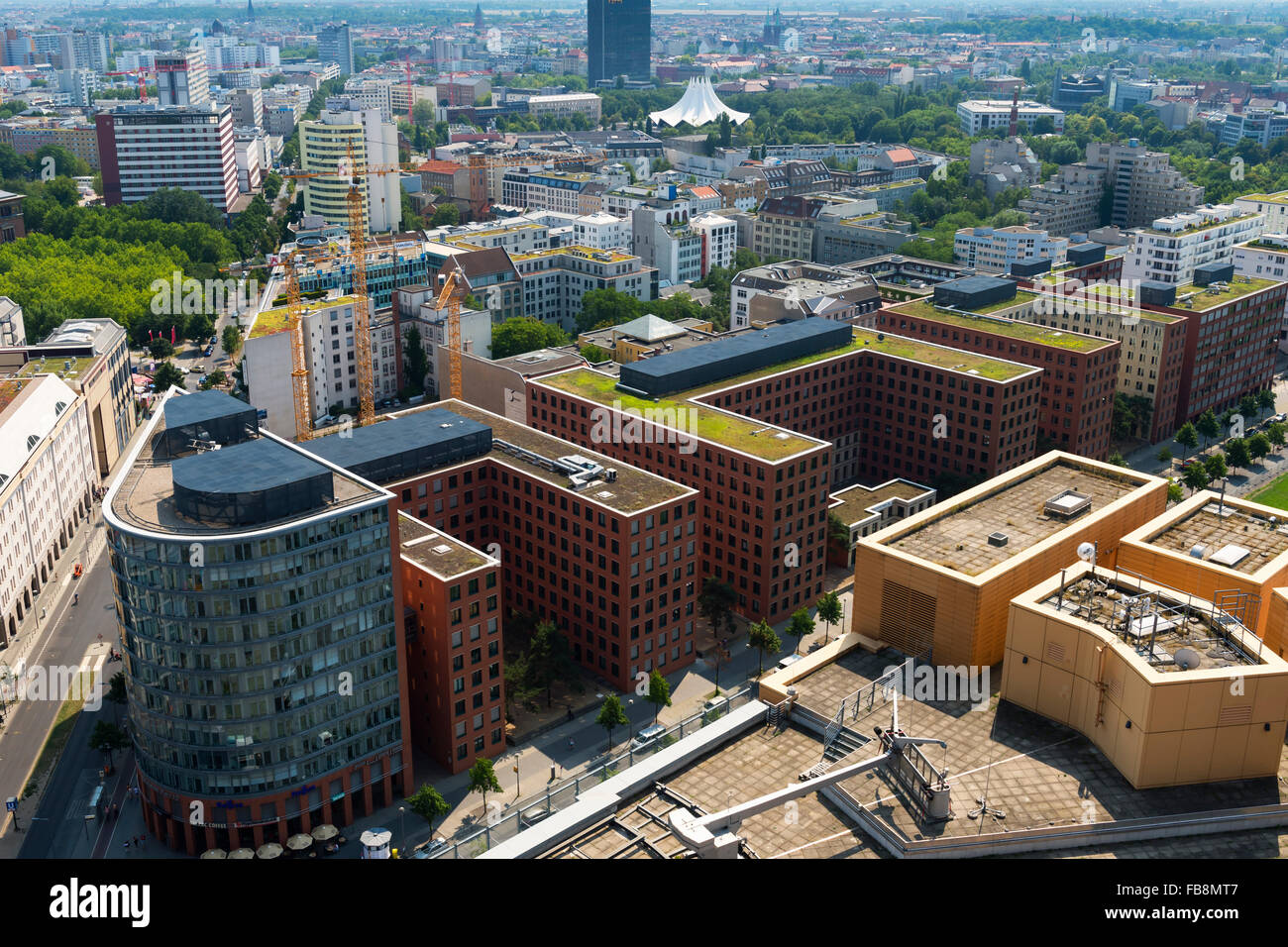 Potsdamer Platz square and Berlin viewed from the top of a building ...