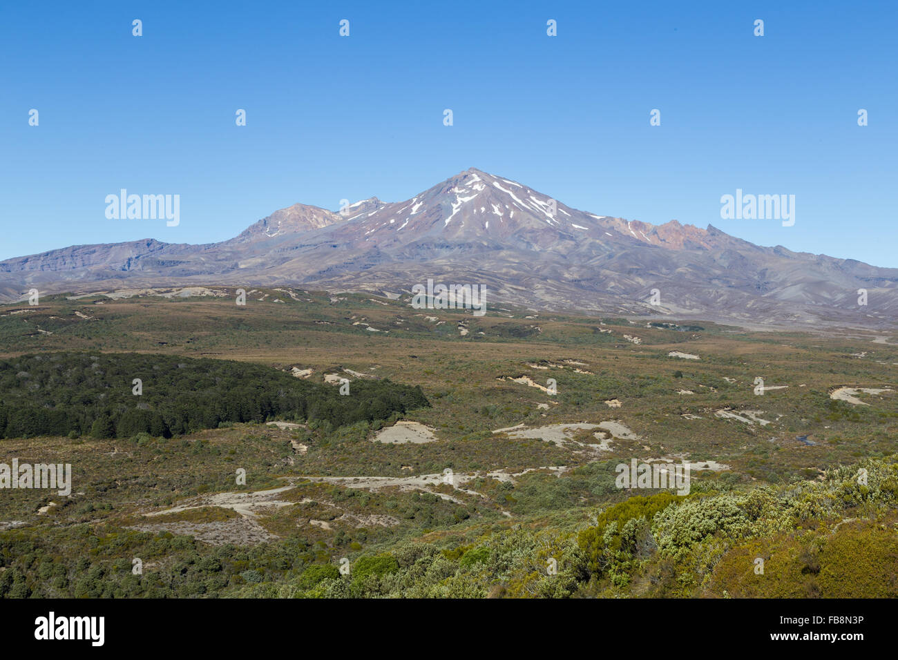 View of Mount Ruapehu in in New Zealand as seen from the Tongariro ...