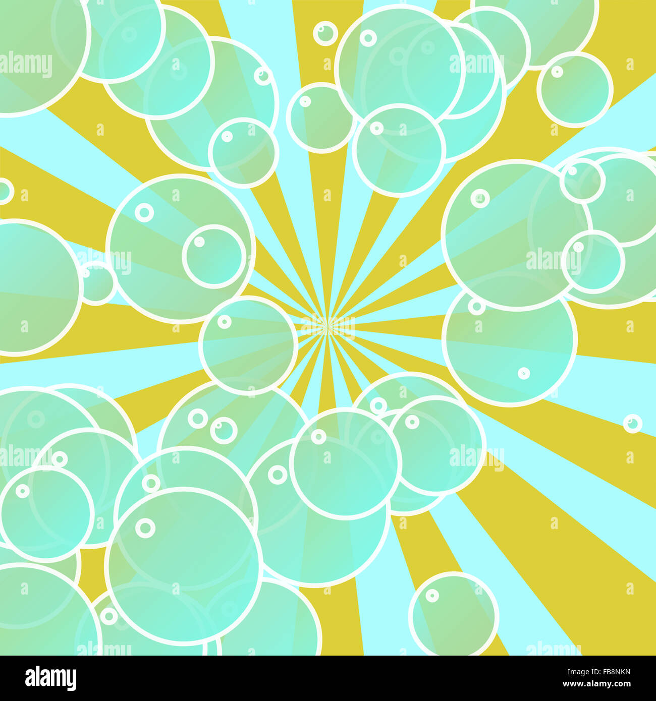 Fresh aqua bubbles on a radial background. Computer generated 2D ...