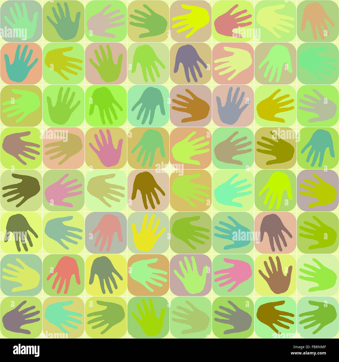 Multicolored hands pattern with soft pastel colors Stock Photo - Alamy