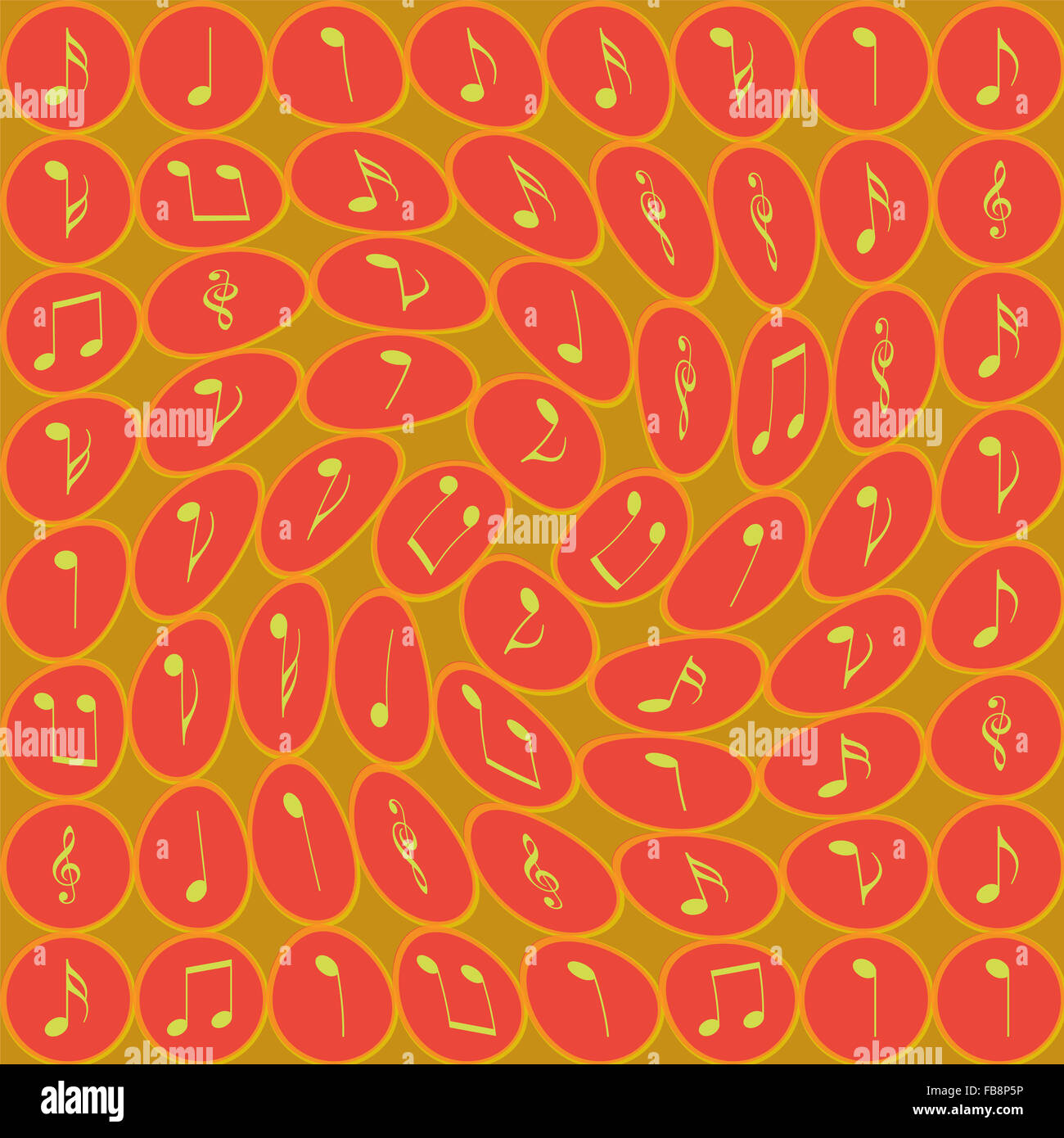 Music notes in red circles with twirl Stock Photo - Alamy