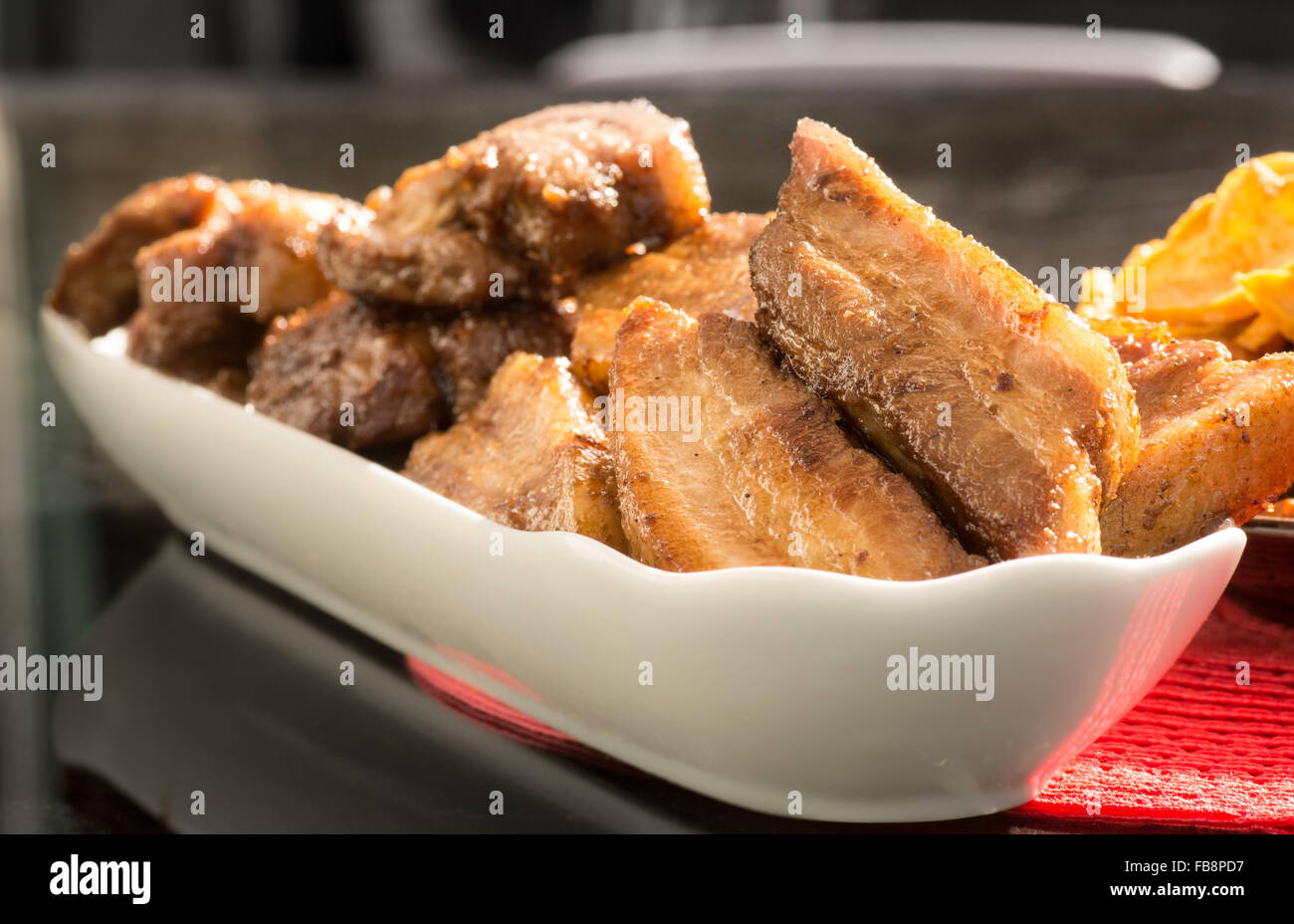 Peruvian Chicharron - typical dish from Peru of deep-fried fatty chunks ...