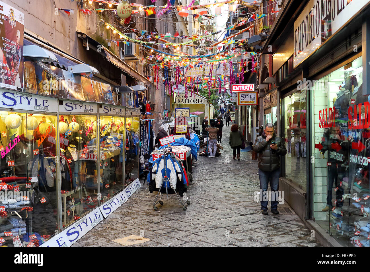 Naples, Italy - January 6, 2016: An alley of famous Spanish Quarter, in ...