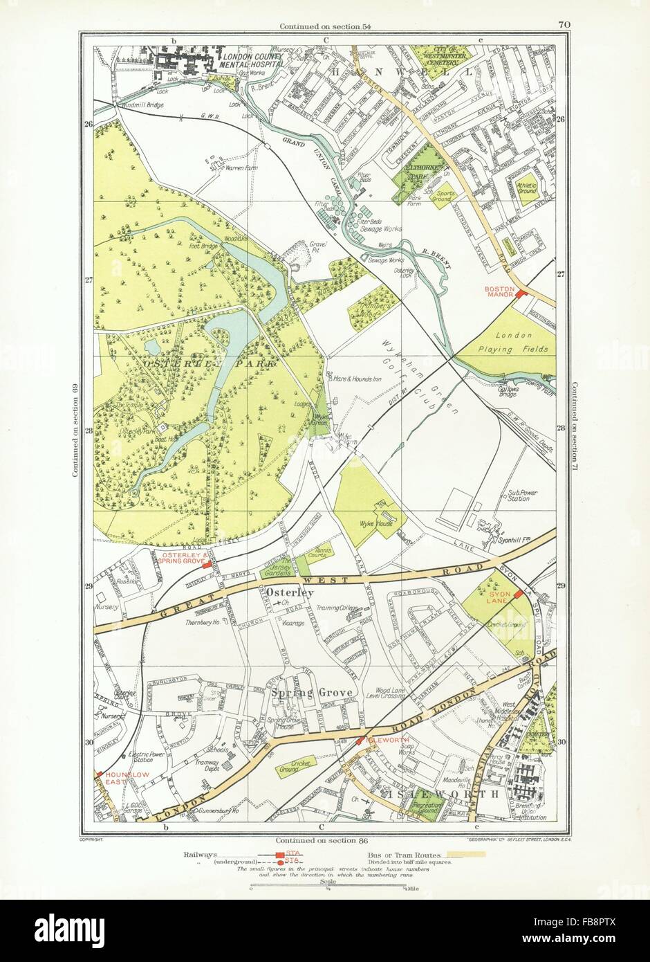 LONDON. Isleworth, Osterley, Spring Grove, Hounslow, Boston Manor, 1933 ...