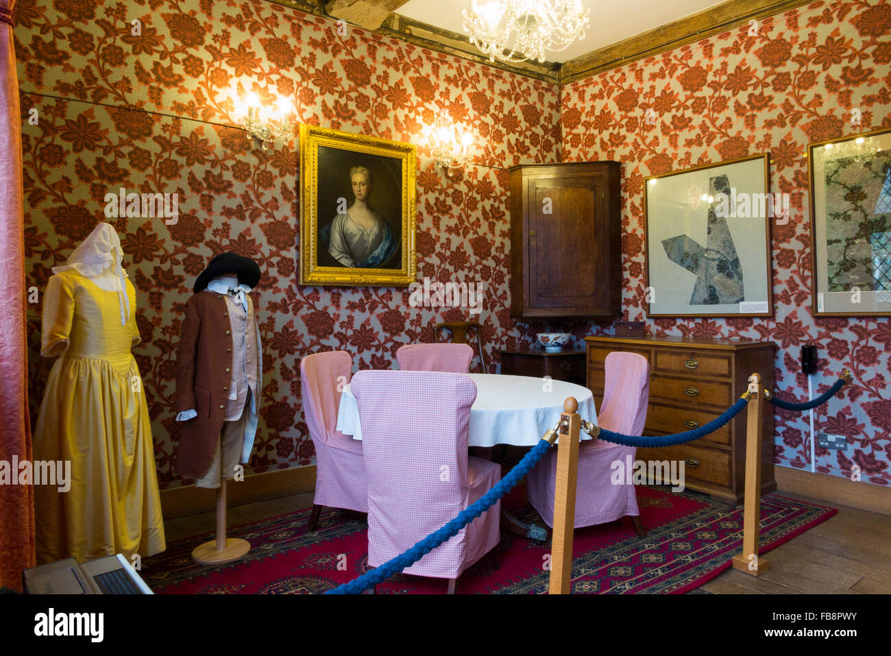 Wallpaper room in The Ancient High House, Stafford. England. UK Stock ...