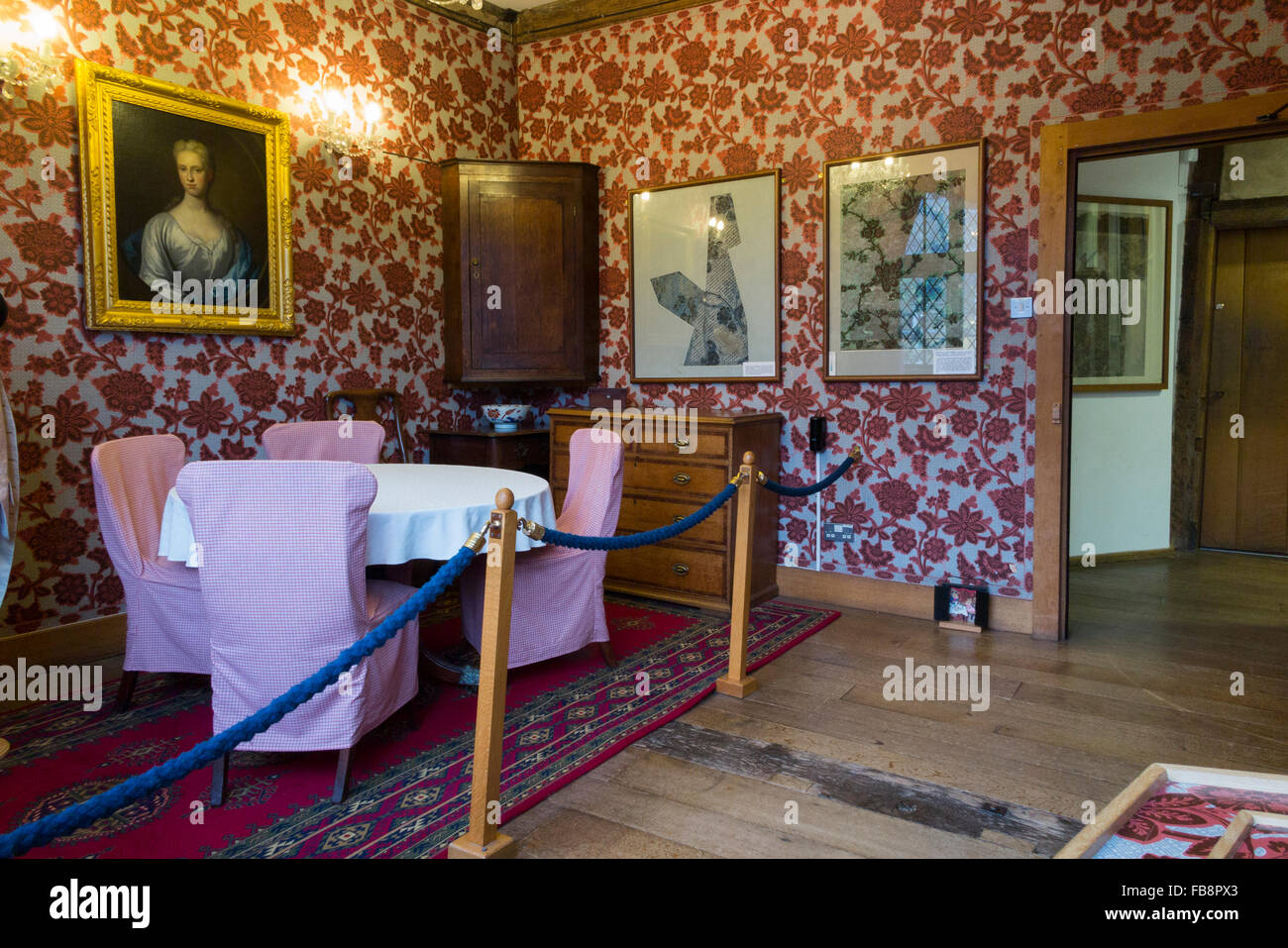 Wallpaper room in The Ancient High House, Stafford. England. UK Stock ...