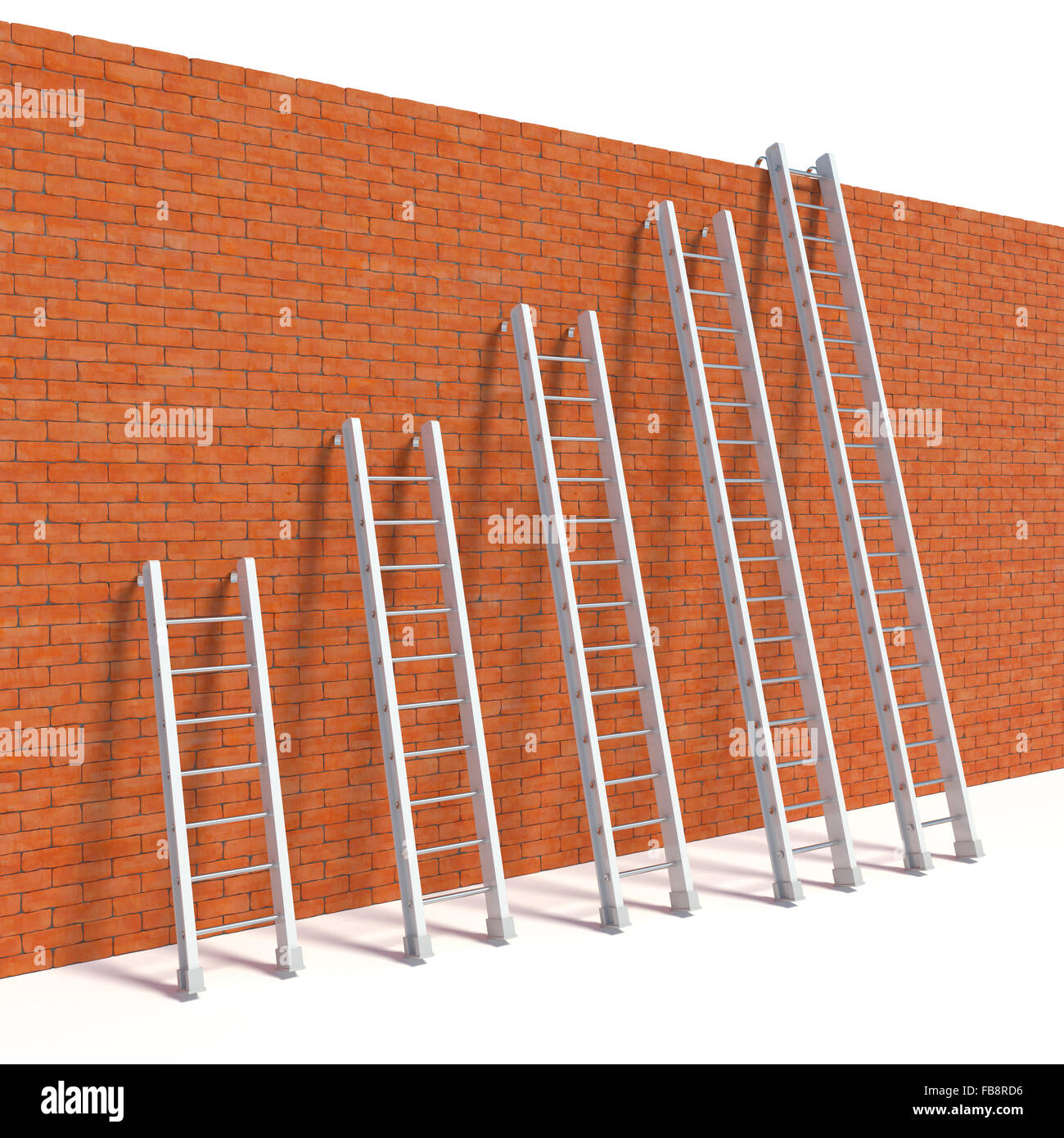 3d rendering of ladders on bricks wall, escape concept Stock Photo - Alamy