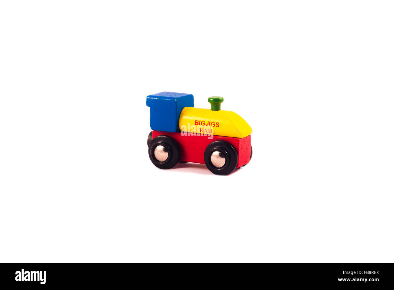 Bigjigs rail toy train cutout Stock Photo - Alamy