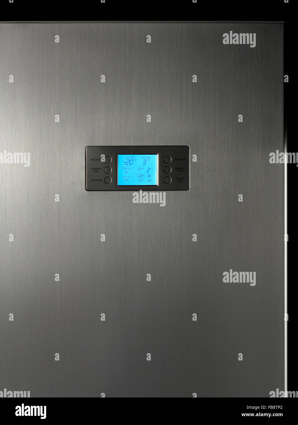 Modern refrigerator display control panel in aluminum surface Stock ...