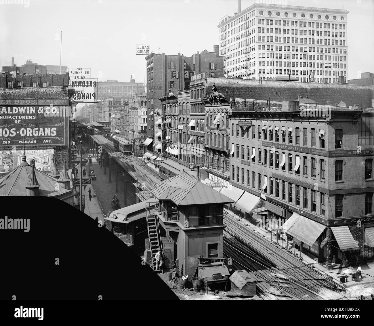 Elevated Railroad, Wabash Avenue, Chicago, Illinois, USA, circa 1905 ...