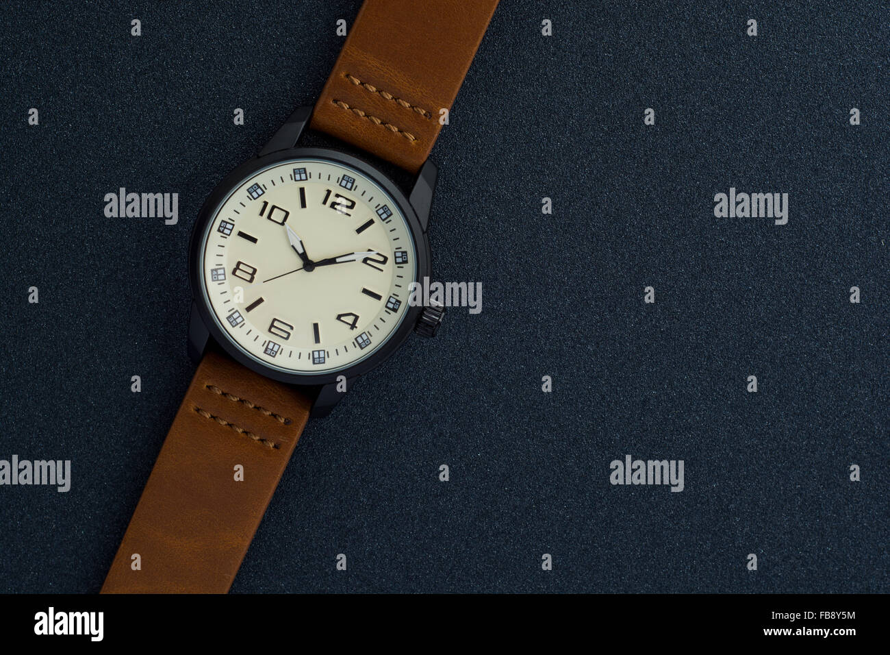 Luxury mens watch made of black high-tech ceramics. Close-up studio ...