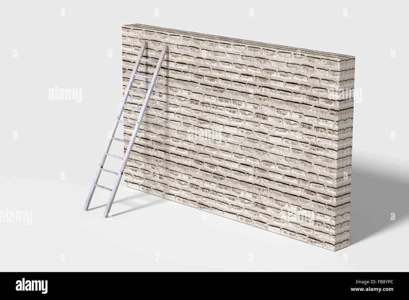 3d rendering of a ladder leaning on brick wall.Illustration Stock Photo ...