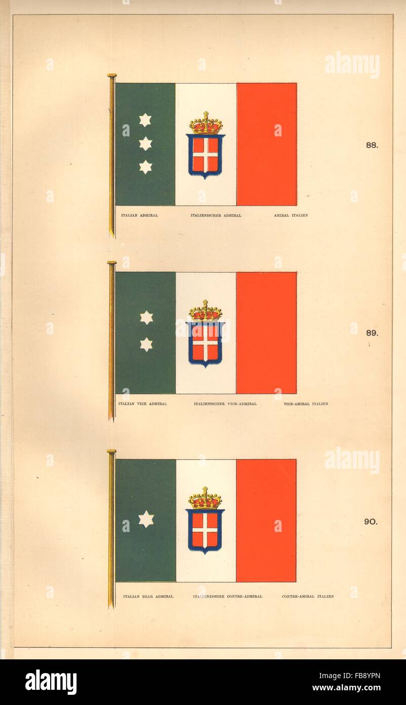 ITALIAN ROYAL NAVAL FLAGS. Full, Vice- & Rear-Admiral. Italy. HOUNSELL ...