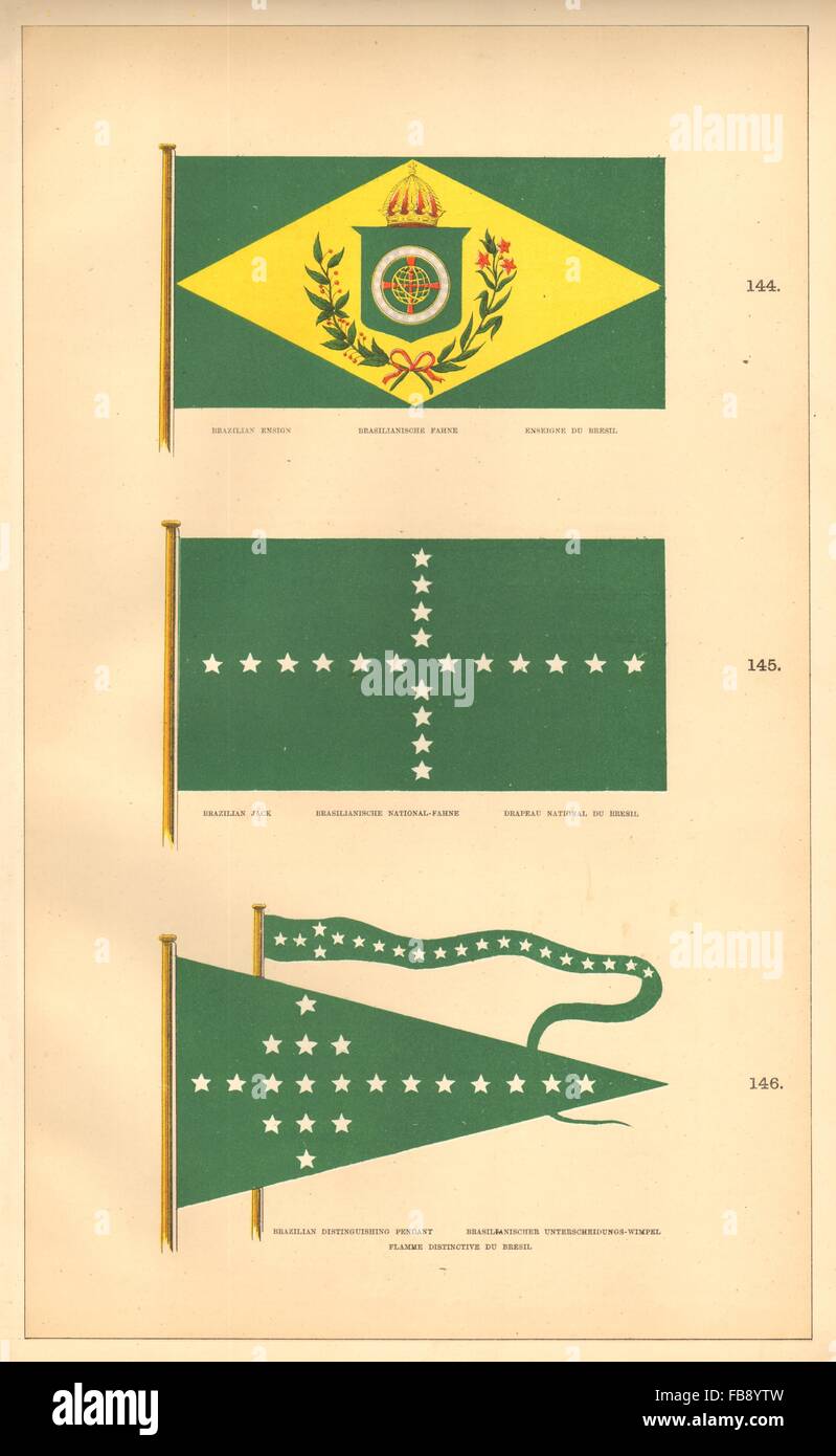 BRAZILIAN MARITIME FLAGS. Ensign, Jack & distinguishing Pennant ...