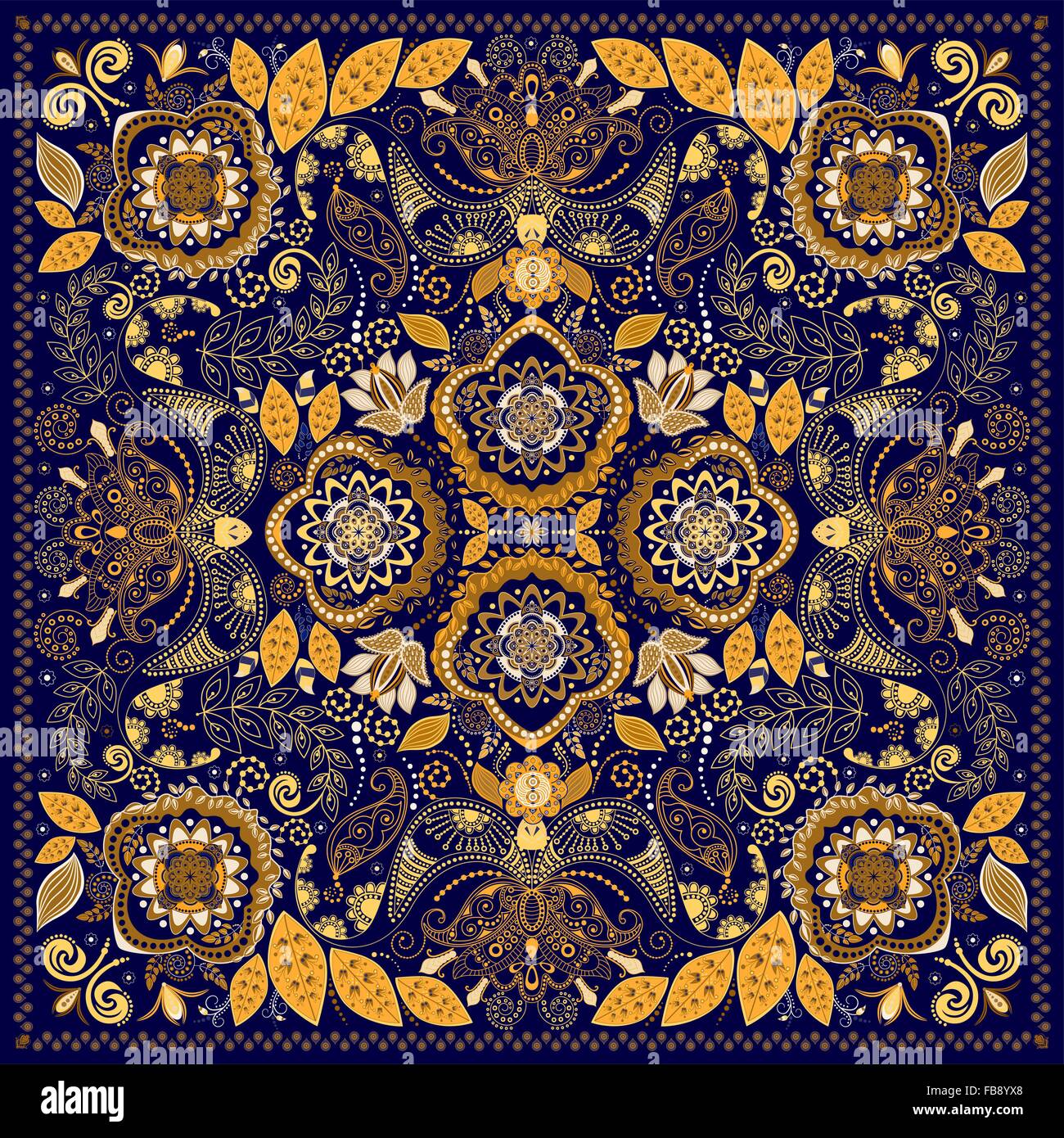Ornamental Paisley pattern, design for pocket square, textile, silk ...