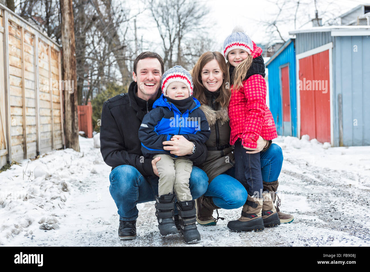 Portrait Of Family On Winter season Stock Photo - Alamy