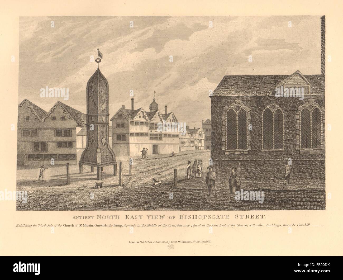 BISHOPSGATE/THREADNEEDLE ST. St Martin Outwich & pump. City of London ...