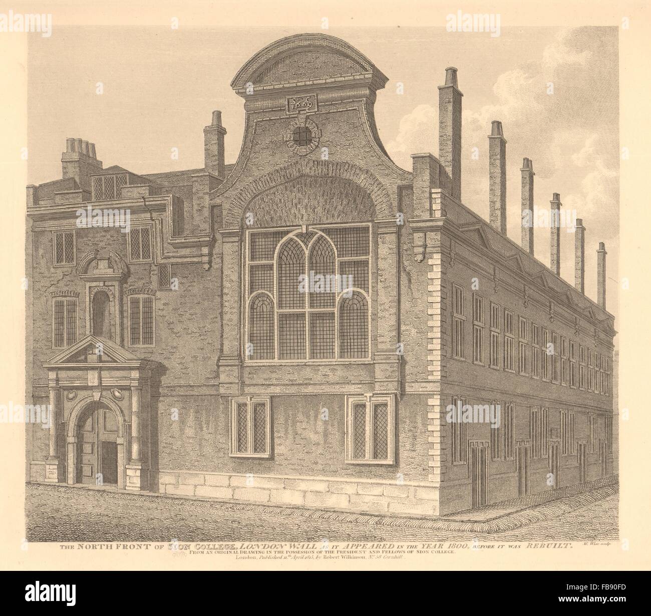 SION COLLEGE, LONDON WALL in 1800, before being rebuilt. WILKINSON ...