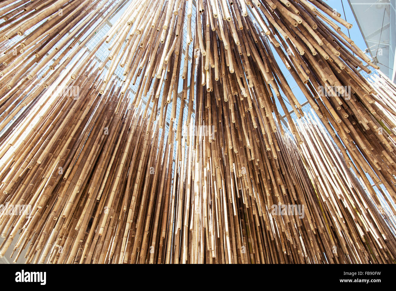 Bamboo decoration hanging from the ceiling. Architectural element ...