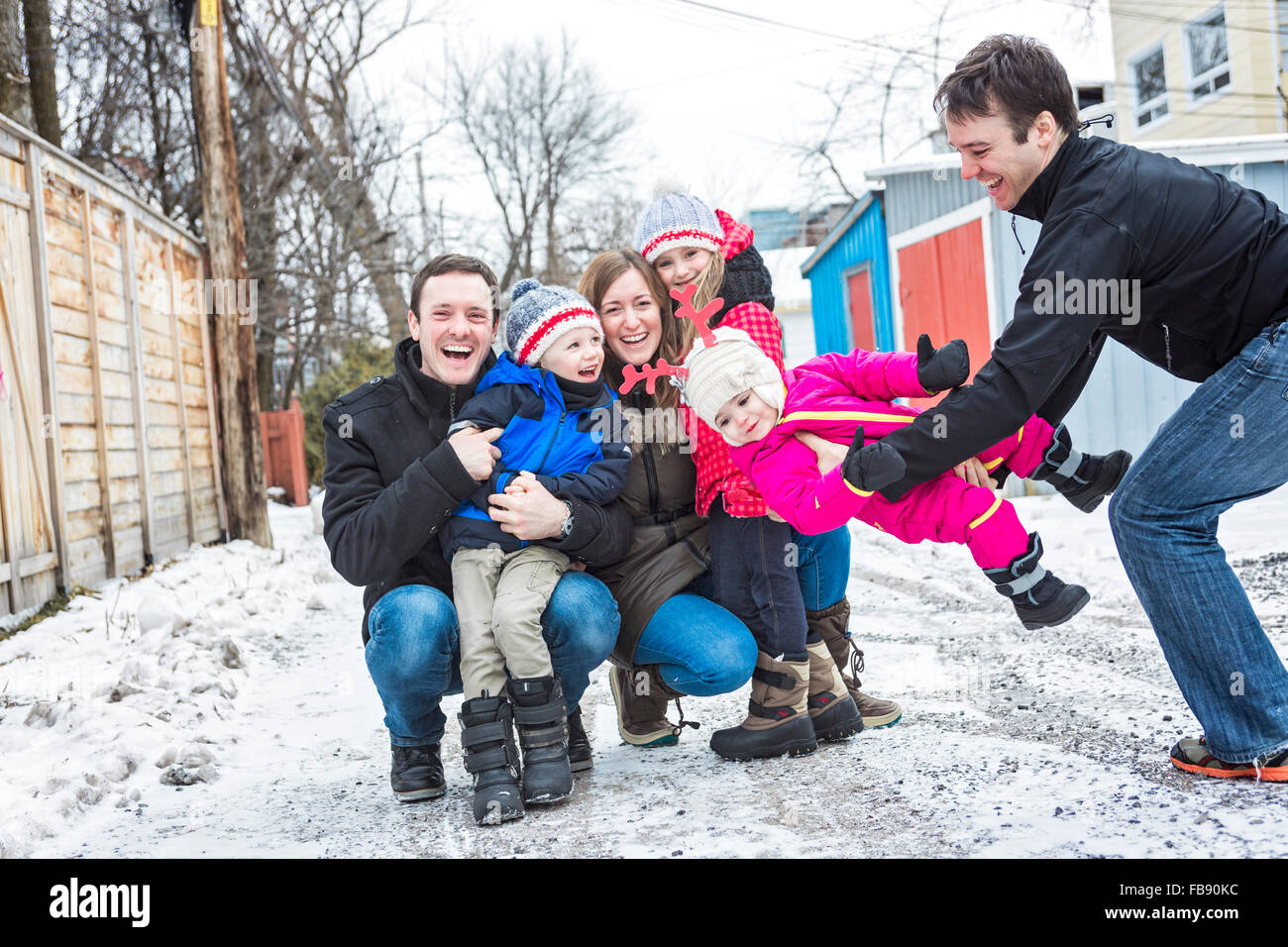 Portrait Of Family On Winter season Stock Photo - Alamy