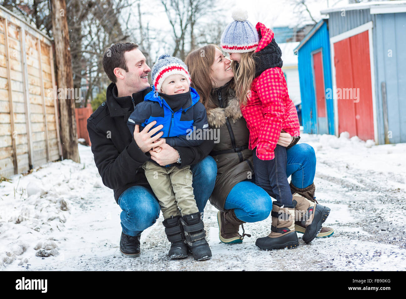 Portrait Of Family On Winter season Stock Photo - Alamy