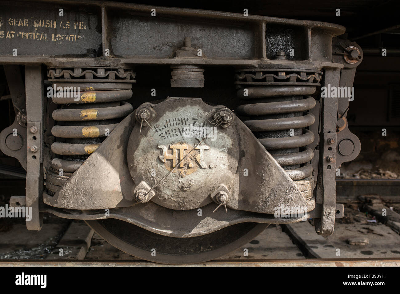 Springs. Train details. Indian Railways trains, India Stock Photo - Alamy