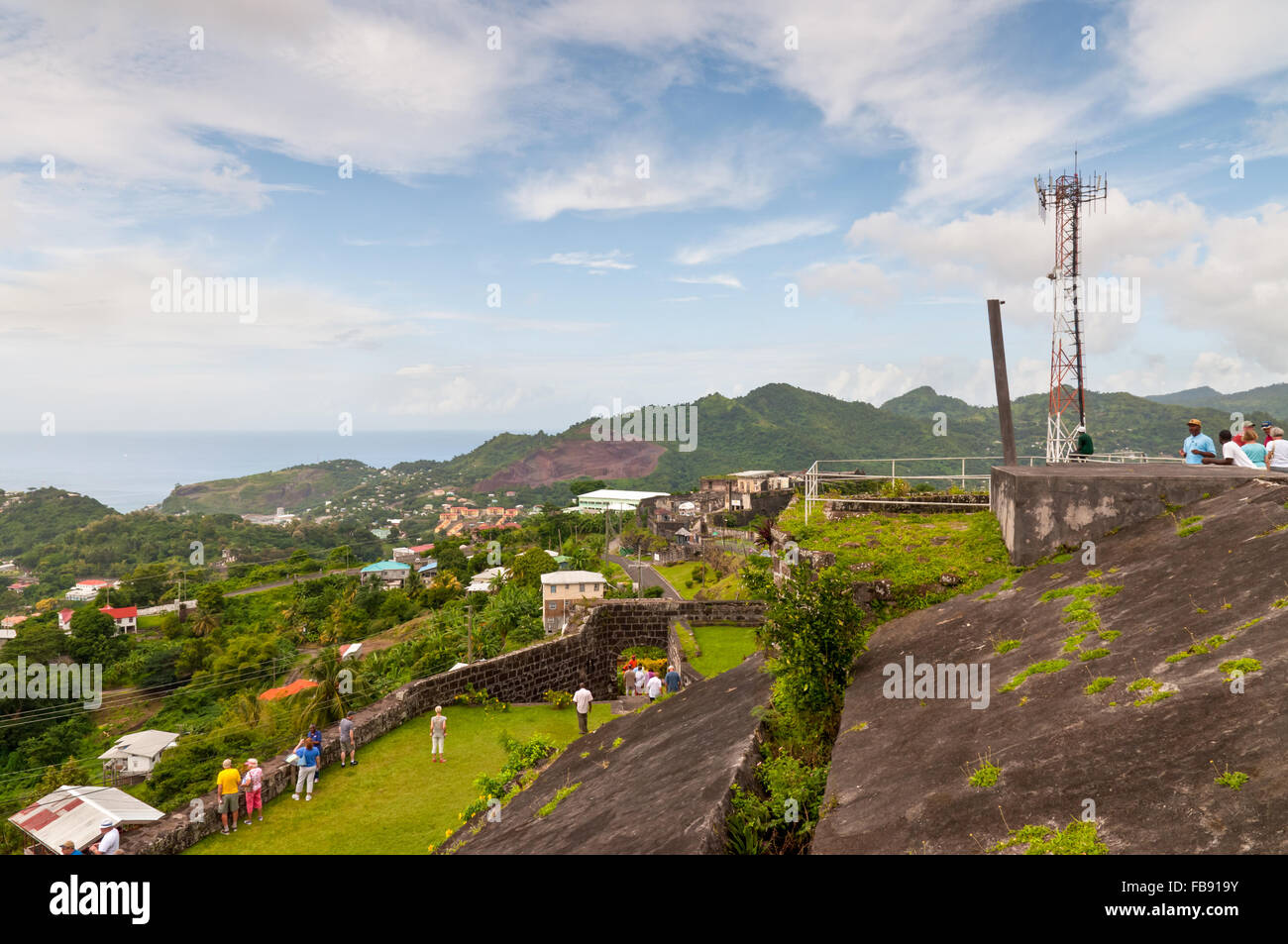 Tourists visiting the Fort Frederick in Grenada, Caribbean Stock Photo ...