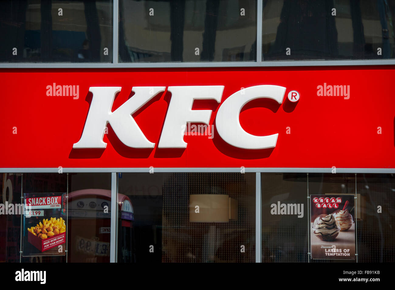 Logo on the front of a Kentucky Fried Chicken shop in the UK Stock ...
