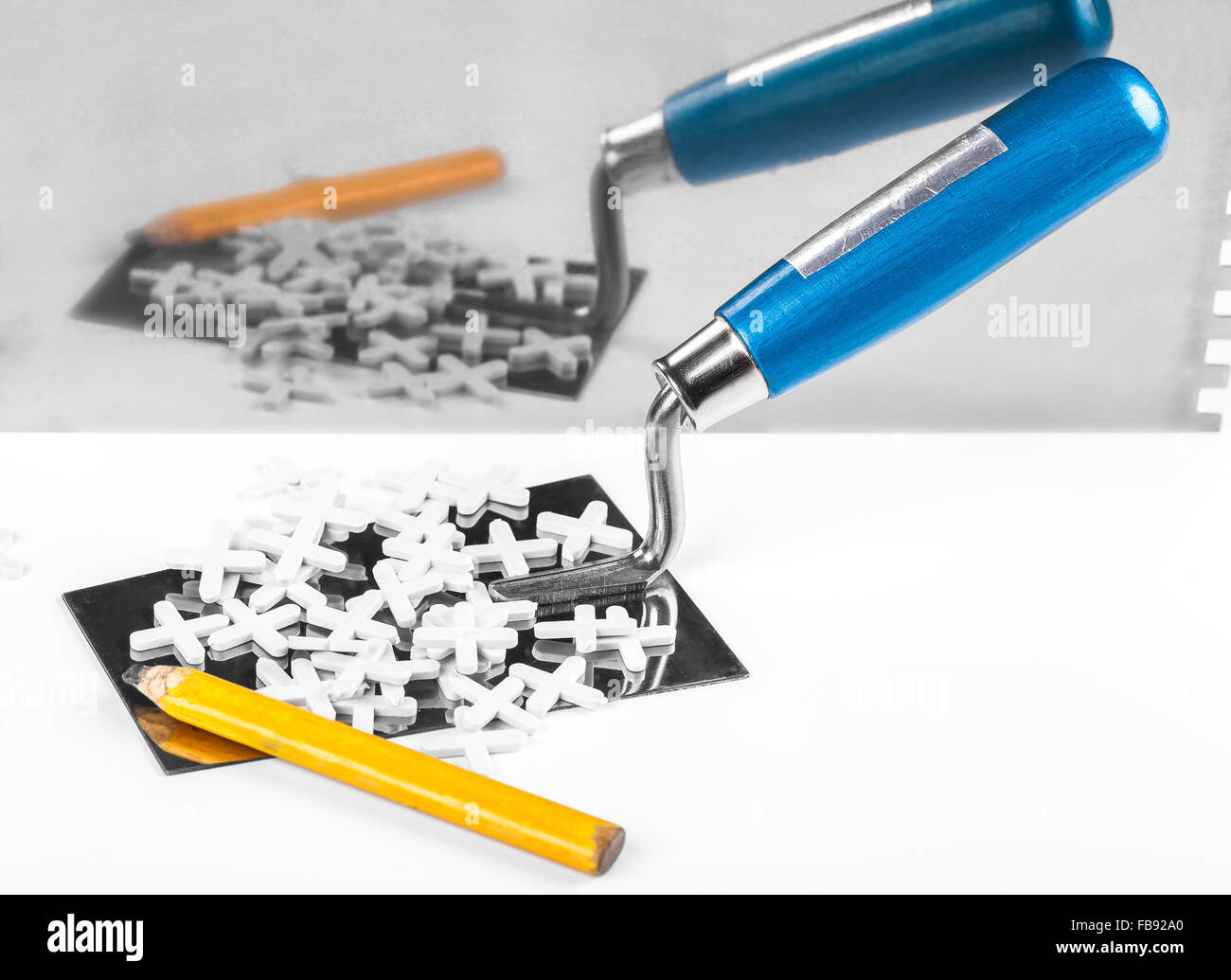 Building and treatment tools closeup on white background Stock Photo ...