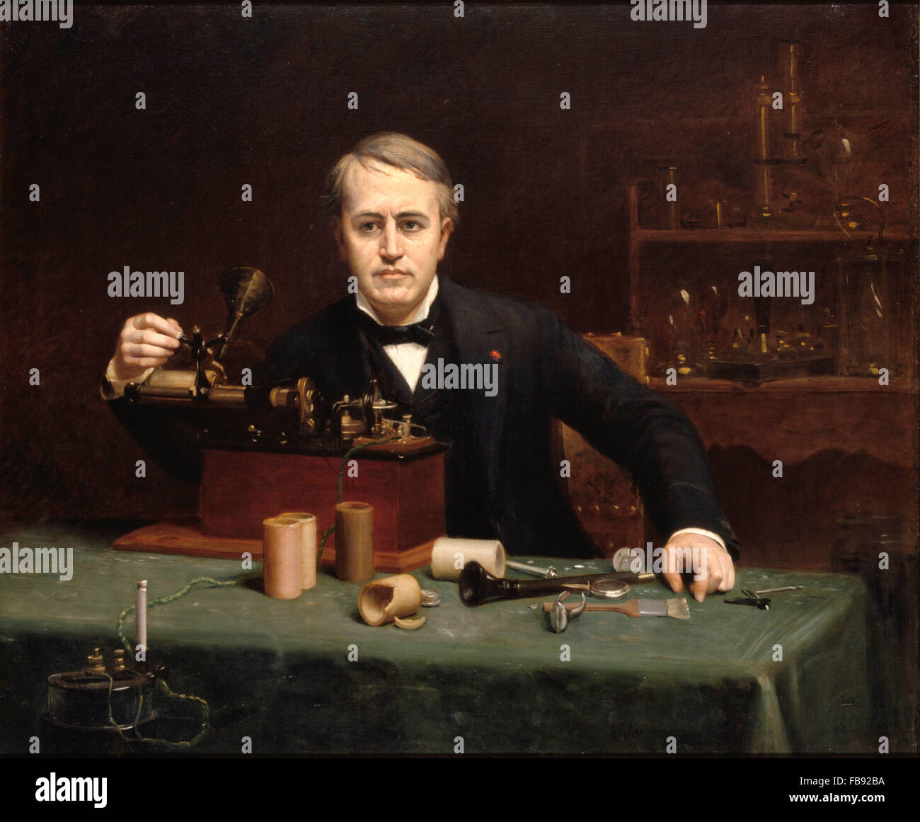 Thomas Edison. 1890 painting of the inventor Thomas Alva Edison by ...