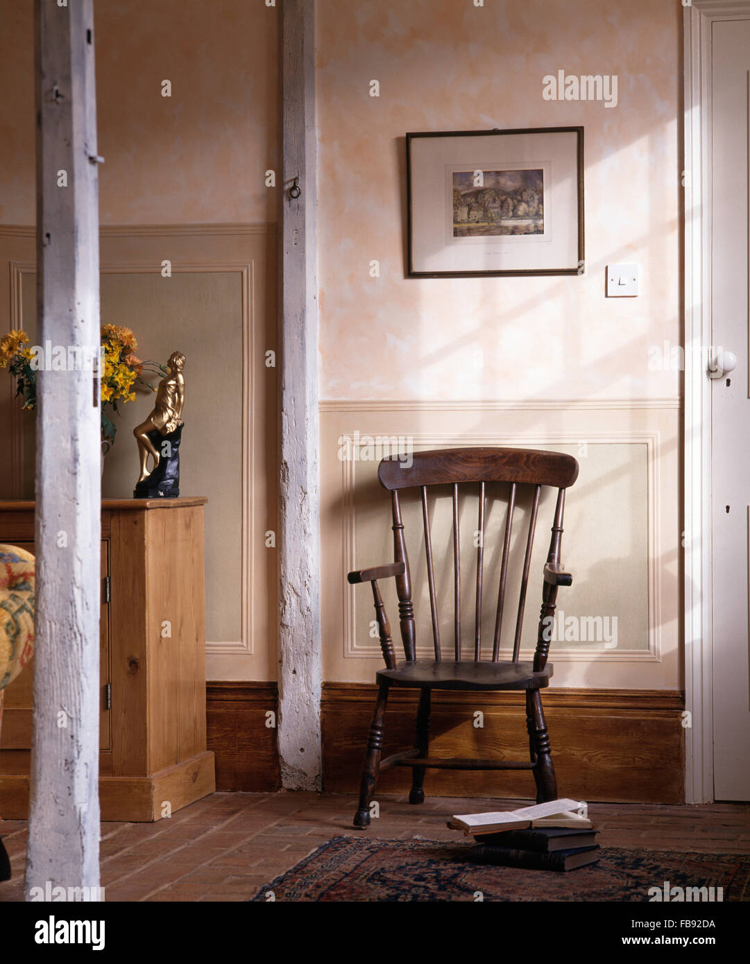 Stick back vintage chair in a seventies living room Stock Photo - Alamy