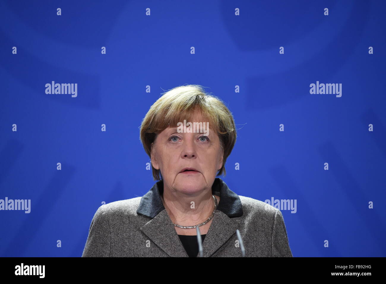 Berlin, Germany. 12th January, 2016. German Chancellor Angela Merkel ...